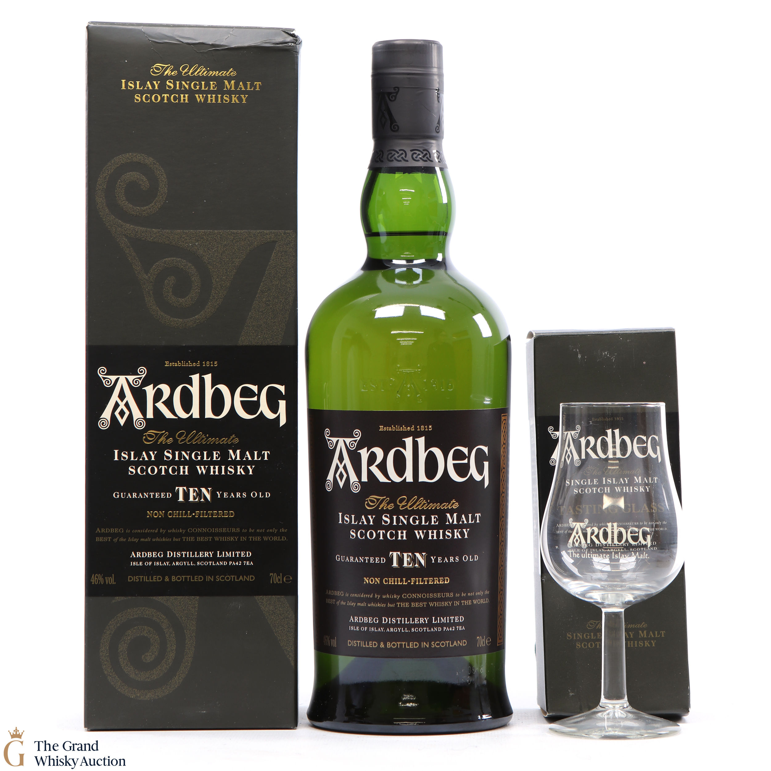 Ardbeg - 10 Year Old (& Tasting Glass) Auction | The Grand Whisky Auction