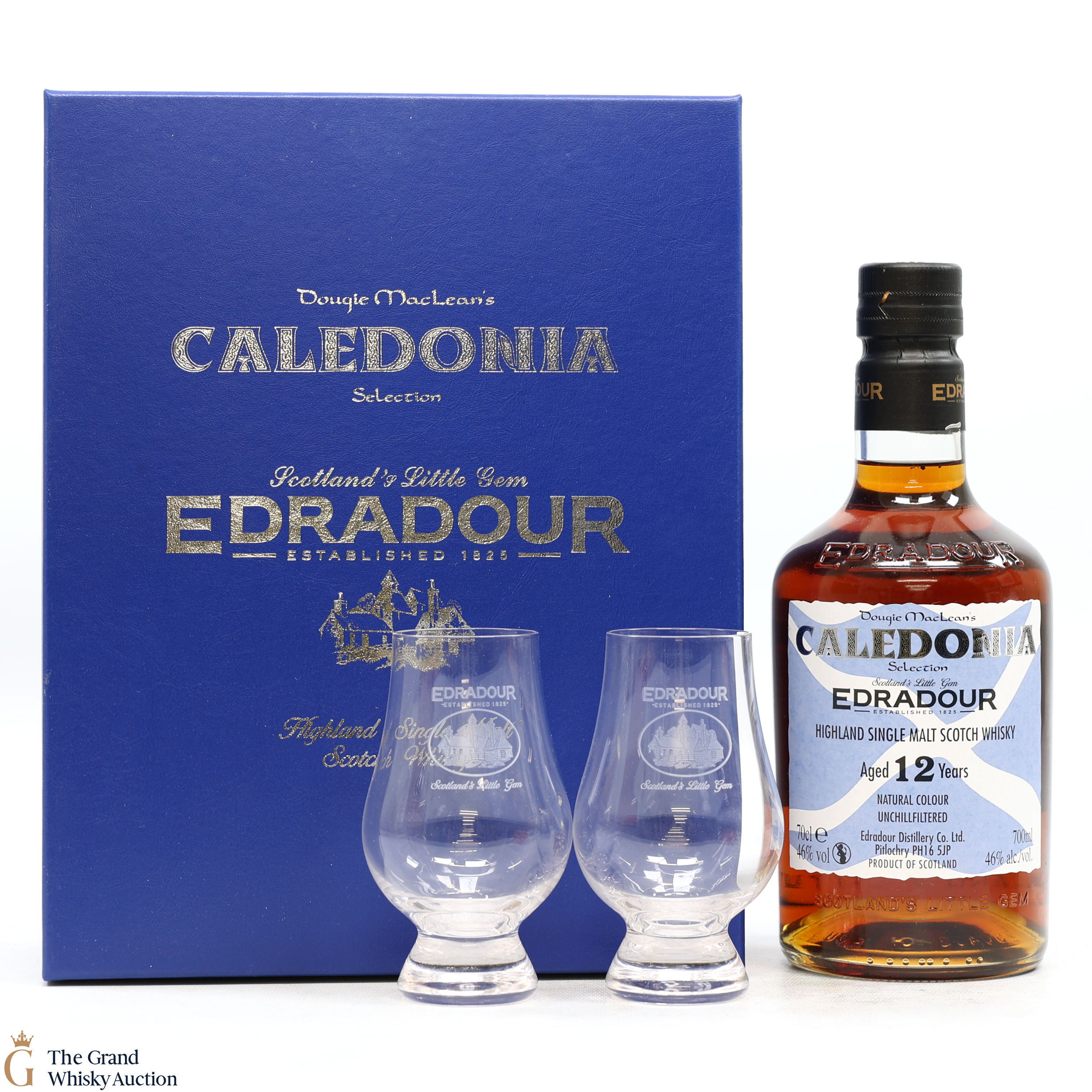 Edradour - 12 Year Old - Caledonia & 2 Glasses Auction | The Grand ...